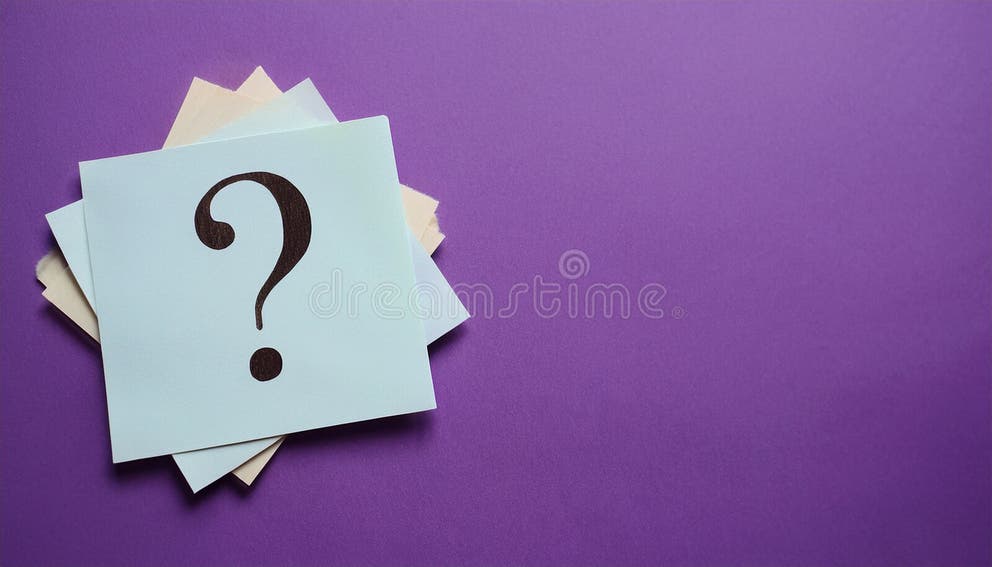Paper Notes with Question Marks on Violet Background, Flat Lay. Space ...