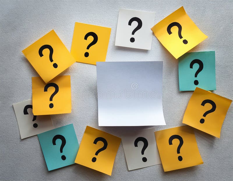 Paper Notes with Question Marks on White Background, Flat Lay. Space ...