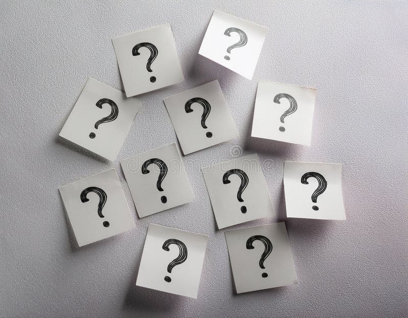 Paper Notes with Question Marks on White Background, Flat Lay. Space ...