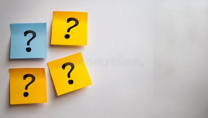 Paper Notes with Question Marks on White Background, Flat Lay. Space ...