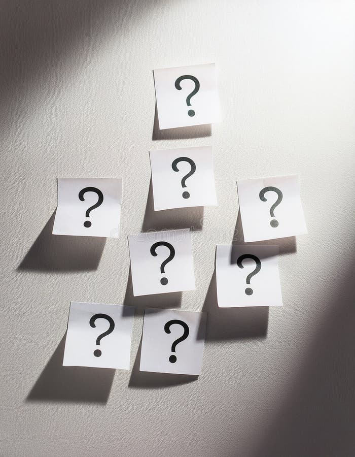 Paper Notes with Question Marks on White Background, Flat Lay. Space ...