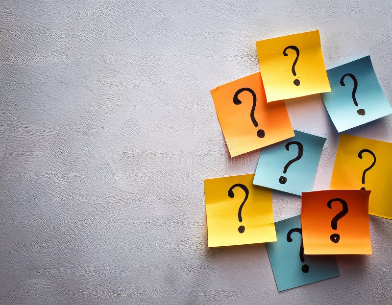 Paper Notes with Question Marks on White Background, Flat Lay. Space ...