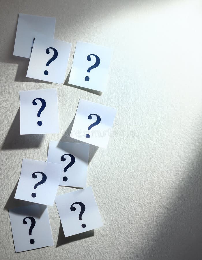 Paper Notes with Question Marks on White Background, Flat Lay. Space ...