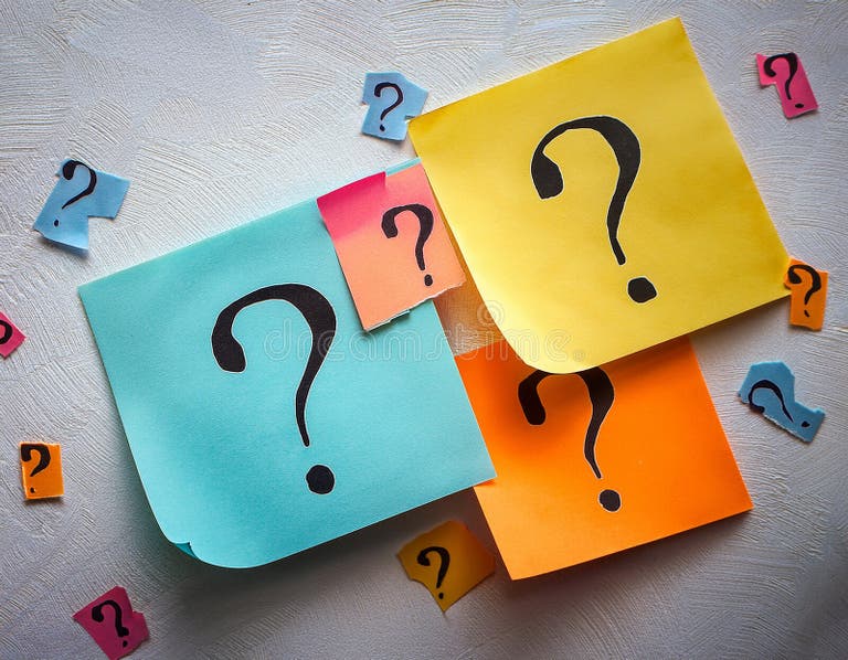 Paper Notes with Question Marks on White Background, Flat Lay. Space ...