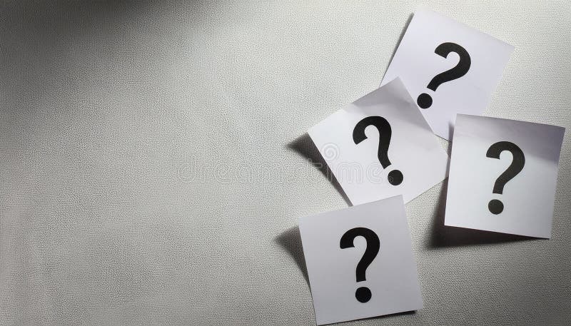 Paper Notes with Question Marks on White Background, Flat Lay. Space ...