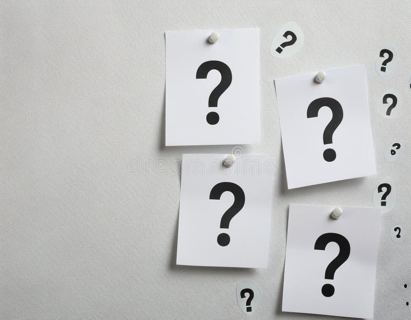 Paper Notes with Question Marks on White Background, Flat Lay. Space ...