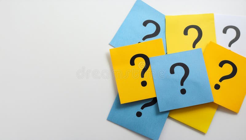 Paper Notes with Question Marks on White Background, Flat Lay. Space ...