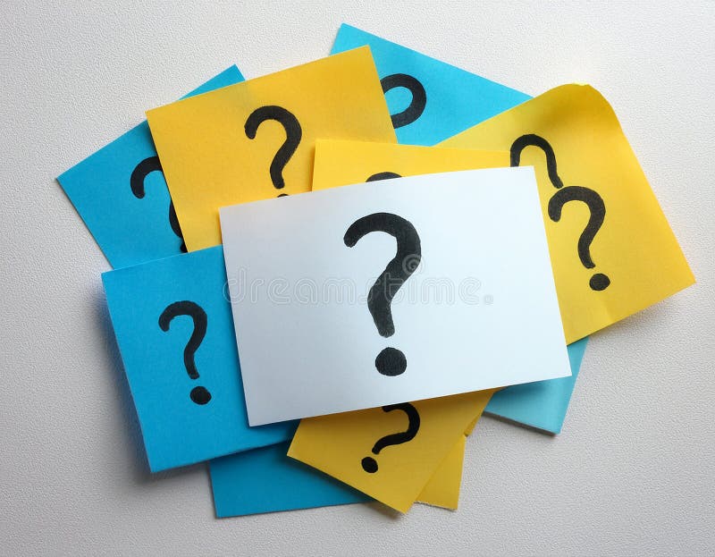 Paper Notes with Question Marks on White Background, Flat Lay. Space ...