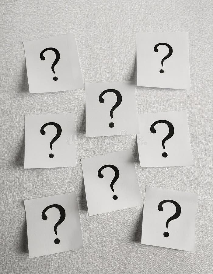 Paper Notes with Question Marks on White Background, Flat Lay. Space ...
