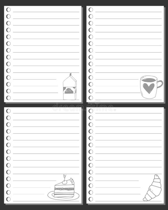 Paper Notes. a Sheet of Notepad with Holes. Stock Vector - Illustration ...