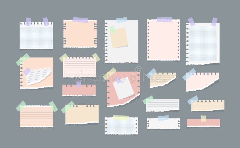 Paper Notes on Stickers, Notepads, Memo Messages. Stock Vector ...