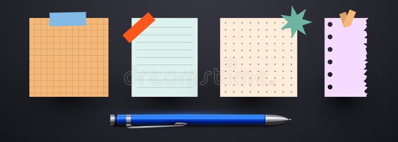 Paper Notes, Stickers, Sticky Sheets and Tape. Notepads and Torn Paper ...
