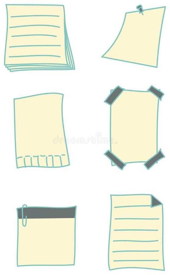 Paper Notes and Stickies Collection Stock Illustration - Illustration ...
