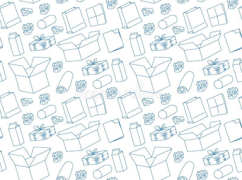 Paper Waste Drawing Outline Seamless Pattern Wallpaper-01 Stock Vector ...