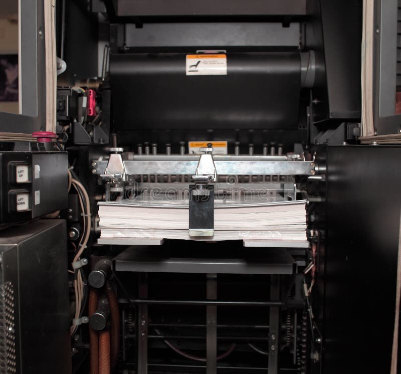 Offset Machine Press Print Run At Table Stock Image - Image of offset ...