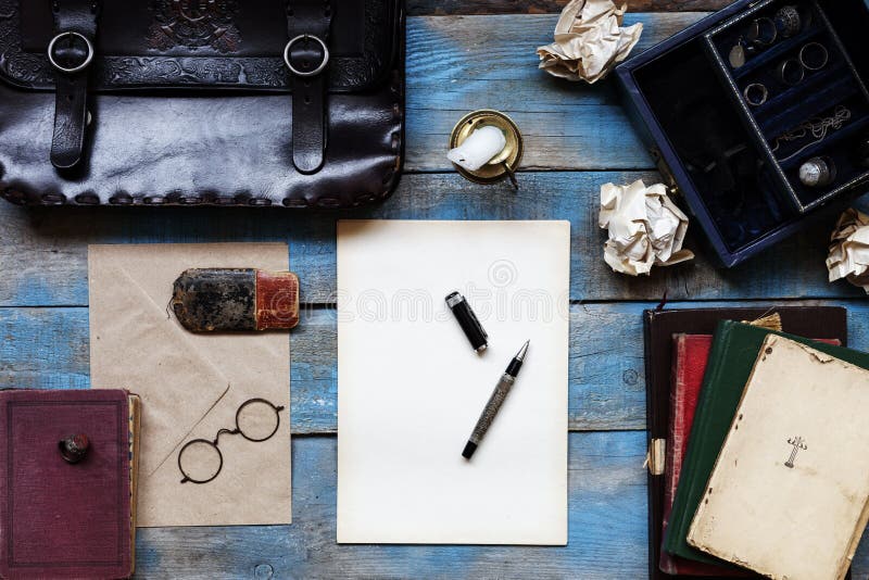 Paper and Old Objects without Stock Photo - Image of blue, scene: 203281940