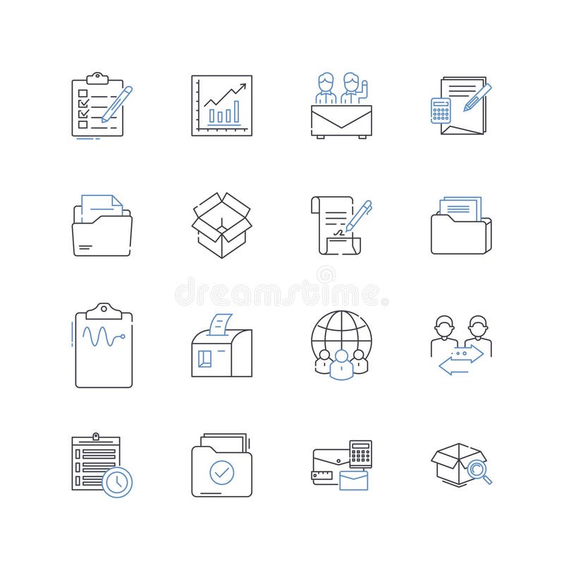 Labeling Line Icons Collection Sorting Identifying Categorizing Marking Naming Classifying