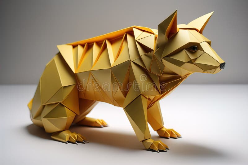 Paper Origami Animal Isolated on Solid Color Background. Ai Generative ...