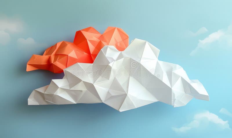 Paper origami cloud stock illustration. Illustration of paper - 312961788