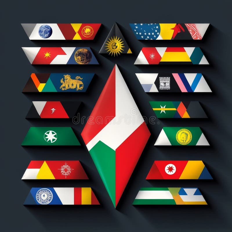 Paper Origami Design with Flags of Different Countries. Vector Illustration Stock Illustration ...