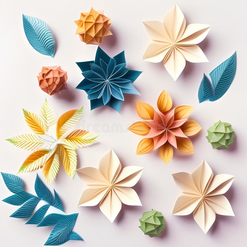 Paper Origami Flowers. Origami Pattern Made of Paper. Vector ...