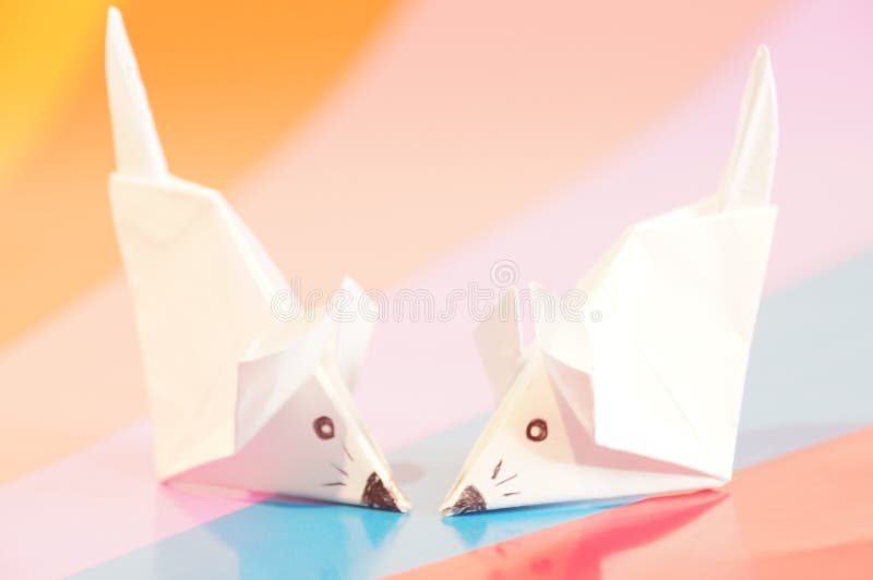 Paper origami mouse stock photo. Image of rodent, office - 84377038