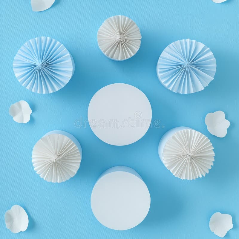 Paper Origami Pattern on Blue Background. 3d Render Illustration Stock ...