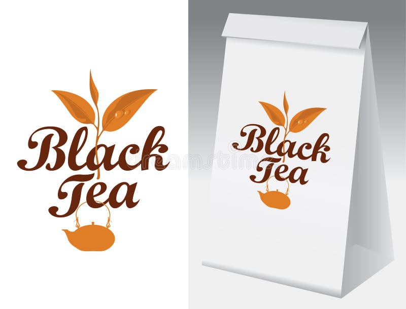 Paper Packaging with Label for Black Tea. Stock Vector - Illustration ...