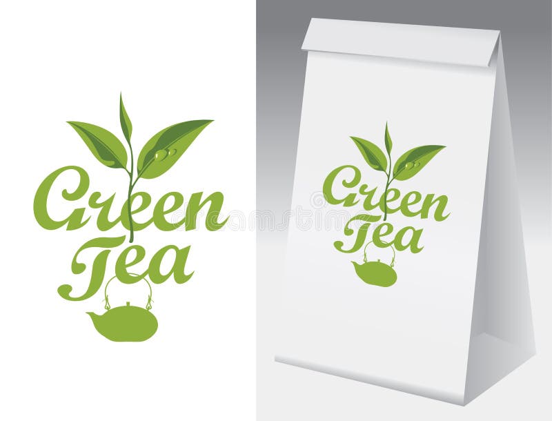 Paper Packaging with Label for Green Tea. Stock Vector - Illustration ...