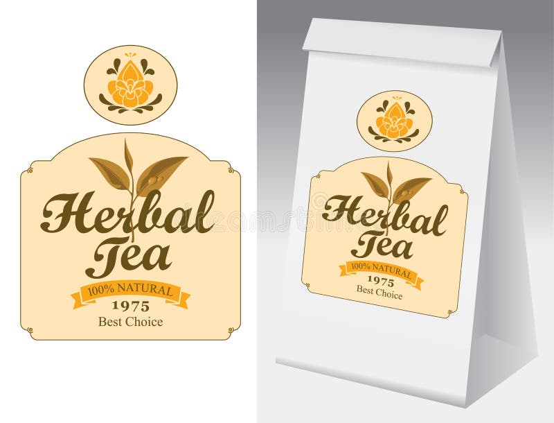Paper Packaging with Label for Herbal Tea. Stock Vector - Illustration ...