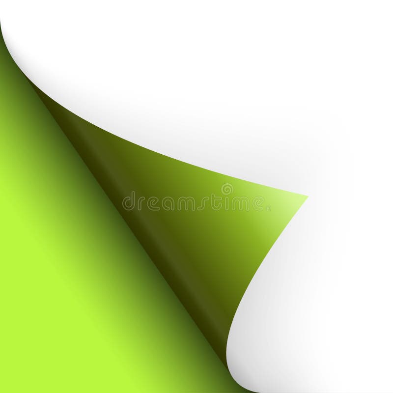Paper / Page Turning Over Bottom Left Green Stock Vector - Illustration ...