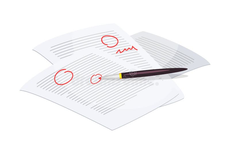 Paper Page with Typed Text and Red Notes on White Stock Vector ...