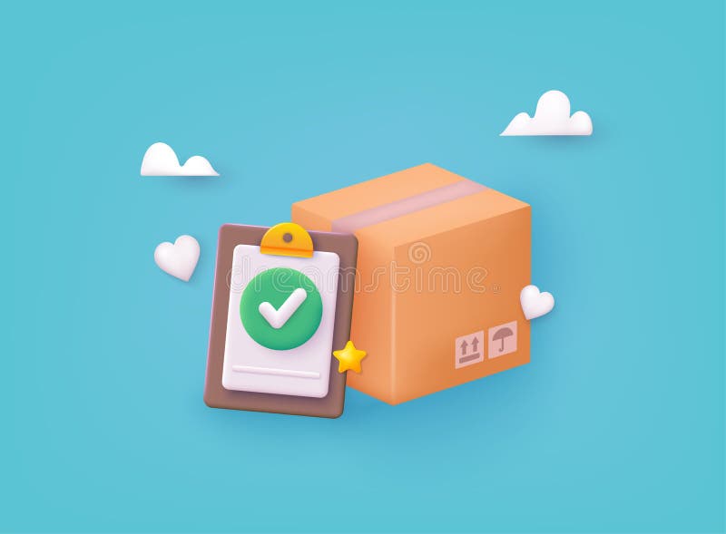 Paper Parcel Package Boxes with Clipboard and Check List. Delivery ...