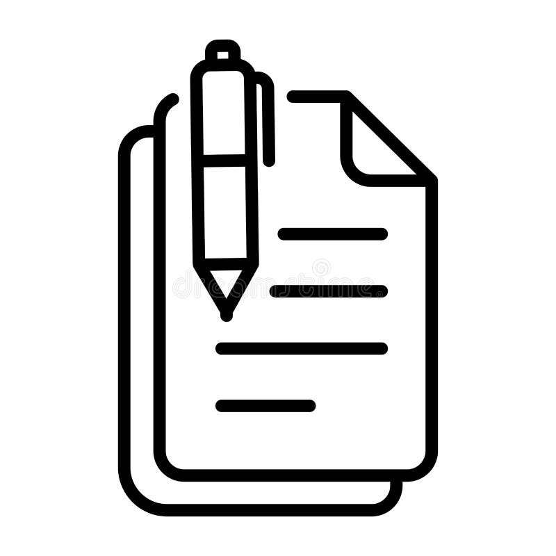 Paper with Pen Icon Isolated Flat Design Vector Illustration Stock ...