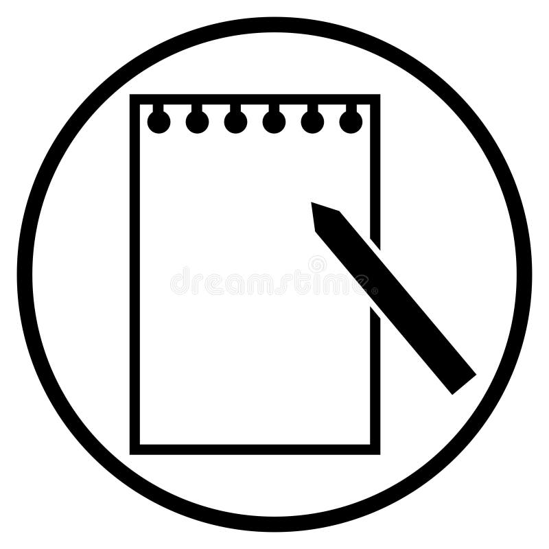 Paper and Pencil Icon in Black Circle Stock Illustration - Illustration ...