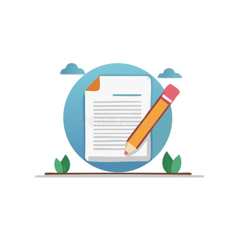 Paper and Pencil Illustration. Conceptual Image of Writing Process and Ideas Stock Vector ...