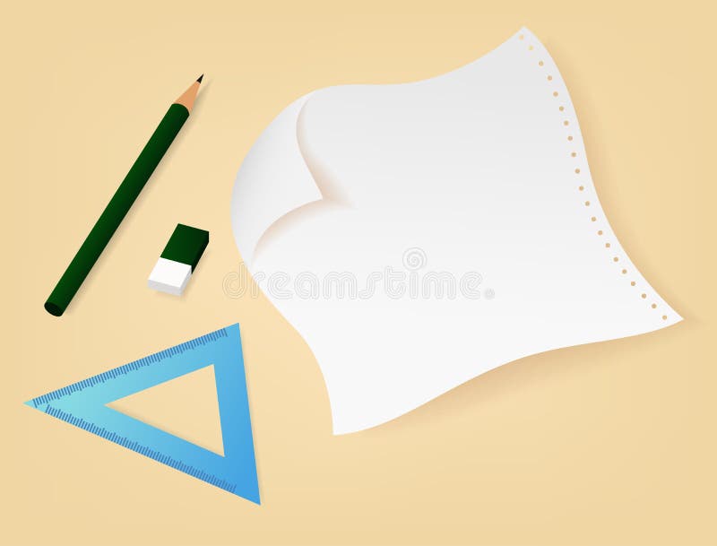 Paper, Pencil, Rubber, and Ruler Illustration Stock Vector ...