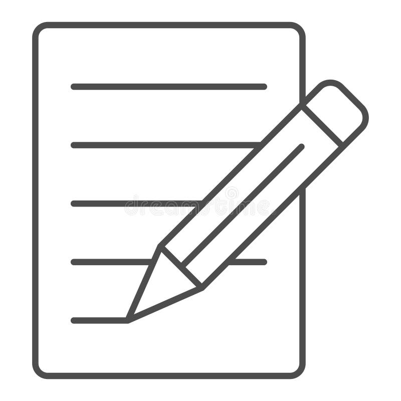 Paper with Pencil Thin Line Icon, Back To School Concept. Vector ...