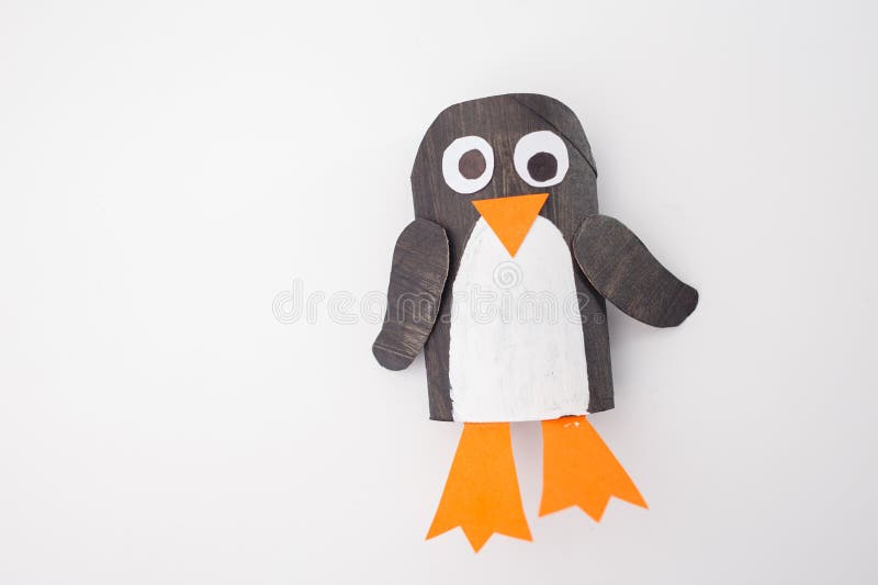 Paper Penguin Craft in Progress, Captured from Above. a Simple yet ...