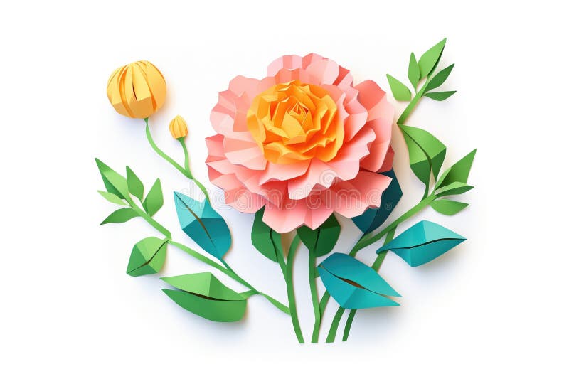 Paper Peony Flower Origami Guide with Pink Paper Stock Image - Image of ...