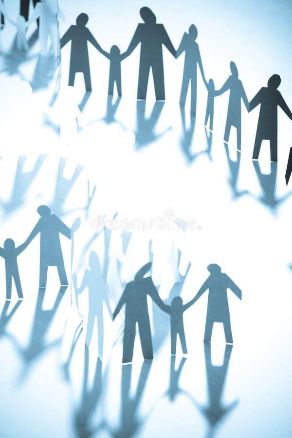 Paper chain people stock image. Image of mother, blue, gray - 665703
