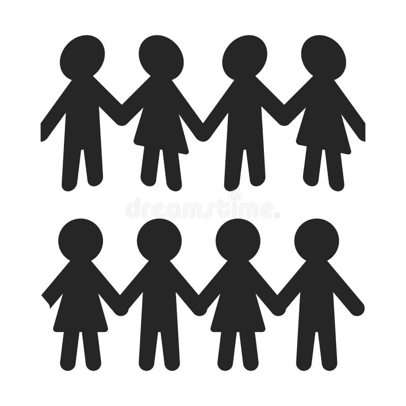 Paper People Chain Vector Set Stock Vector - Illustration of people ...