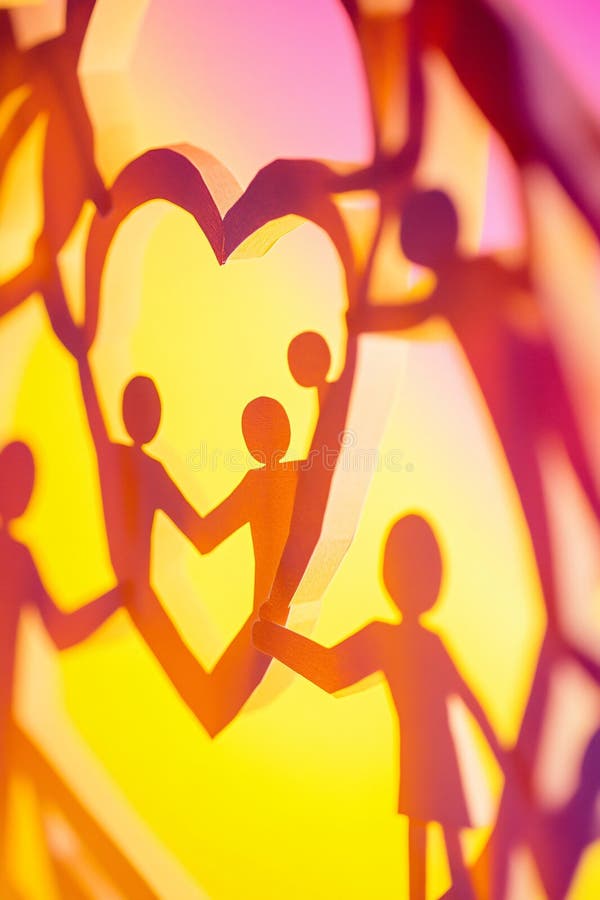 Paper People Forming Heart Shape Teamwork Unity High Quality Image ...