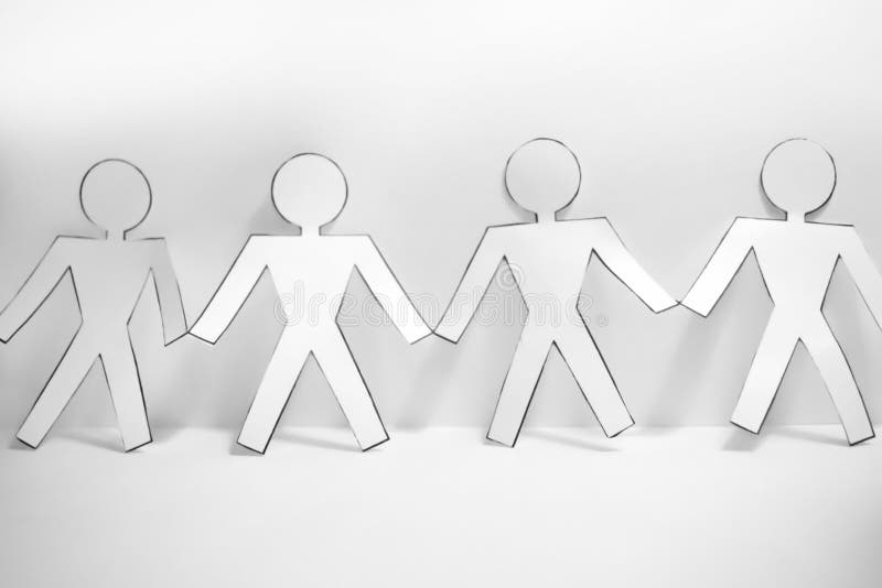 Paper People on Green Grass, Close Up Stock Image - Image of light ...