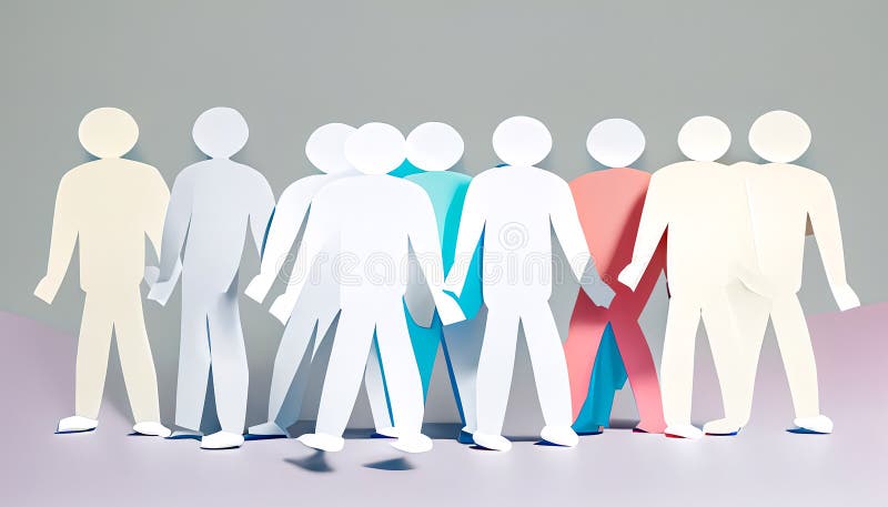 Paper People Holding Hands, Unity Concept, Generative AI. Stock Photo ...