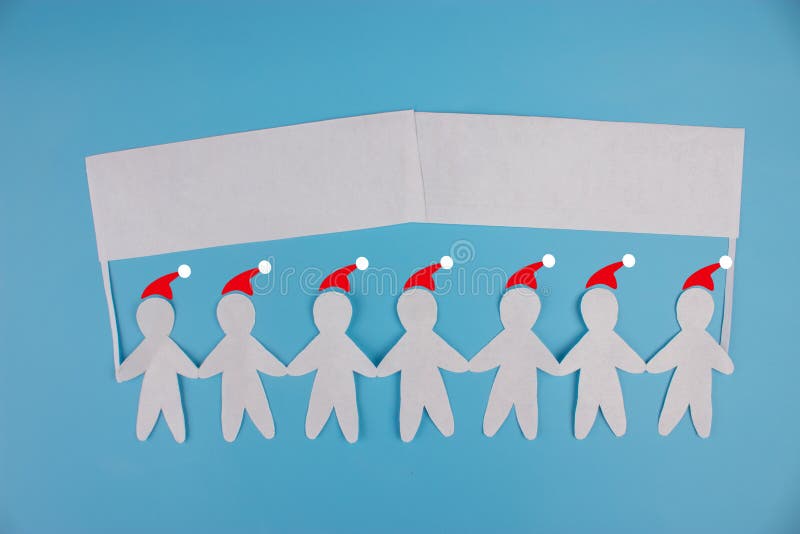 Paper People Holding a Sign. Christmas Concept Stock Image - Image of ...
