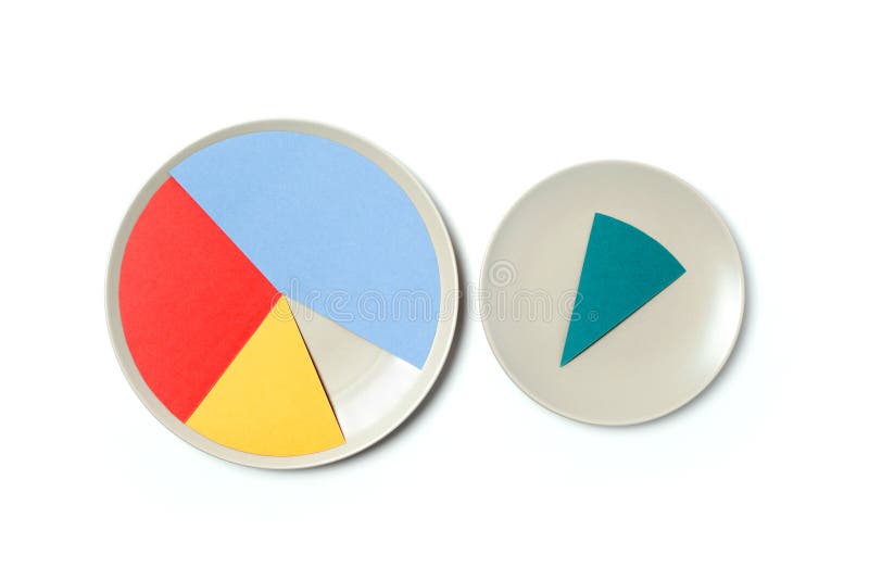 Paper pie chart on a plate stock image. Image of segmentation - 41022893