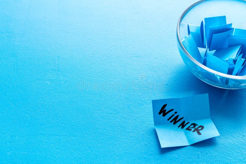 Paper Pieces - Random Winner Selection - Blue Desk Stock Photo - Image ...