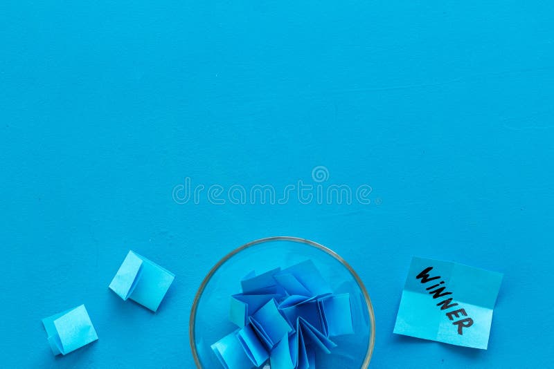 Paper Pieces - Random Winner Selection - Blue Desk Top-down Copy Space ...
