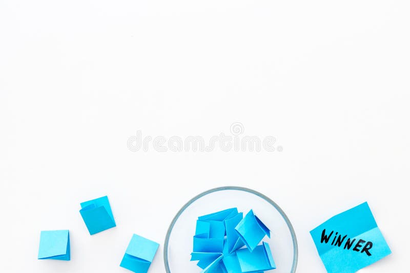 Paper Pieces - Random Winner Selection - White Desk Top-down Copy Space ...